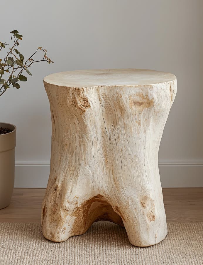 A Whitewashed Tree Stump Side Table Adds Rustic Charm To Any Room ...