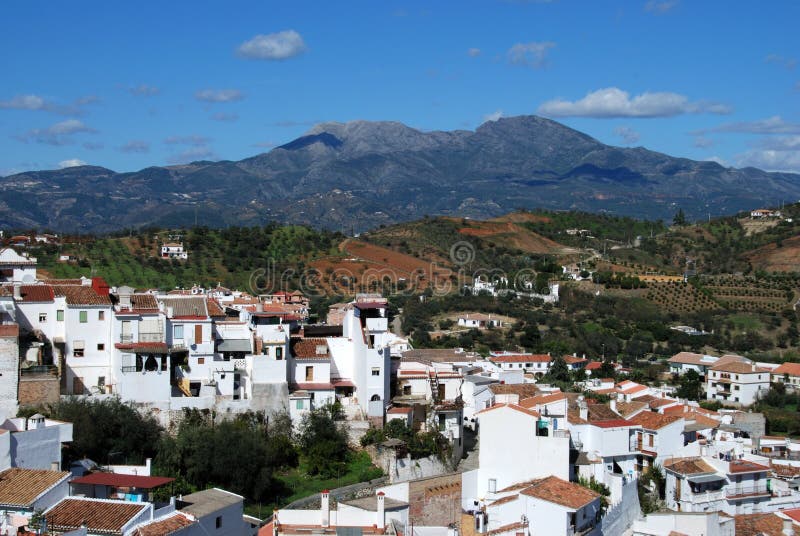 Whitewashed Village, Guaro, Spain. Stock Photo - Image of guaro, sunlit ...