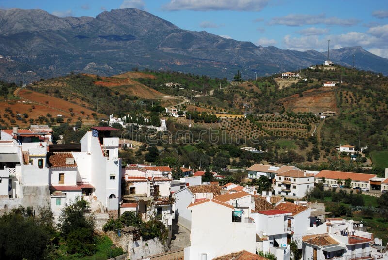 Whitewashed Village, Guaro, Spain. Stock Image - Image of towns ...
