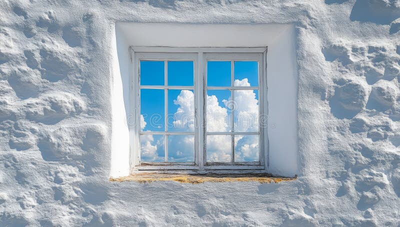 Bright Window Overlooking a Blue Sky Stock Photo - Image of scenery ...