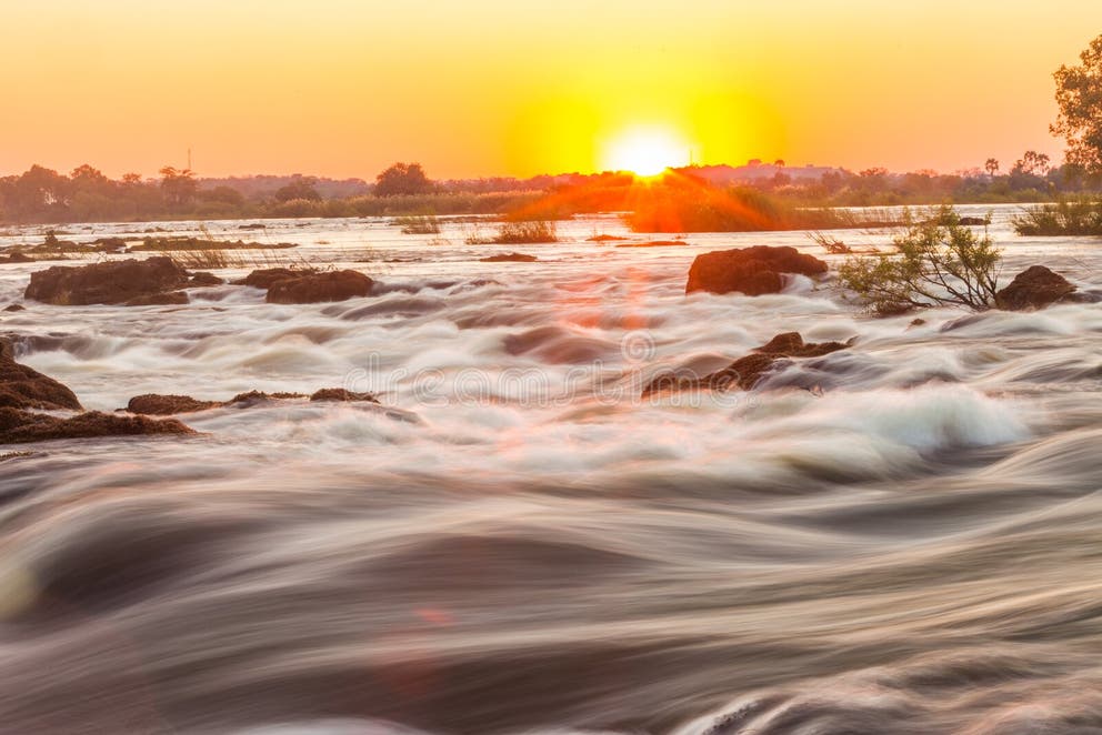 Whitewater Rapids at Victoria Falls Stock Photo - Image of sunset ...