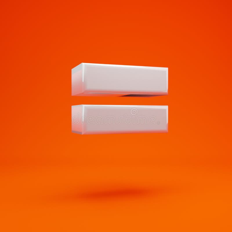 Whithe Glossy 3d Equals Symbol on Hot Orange Background Stock ...