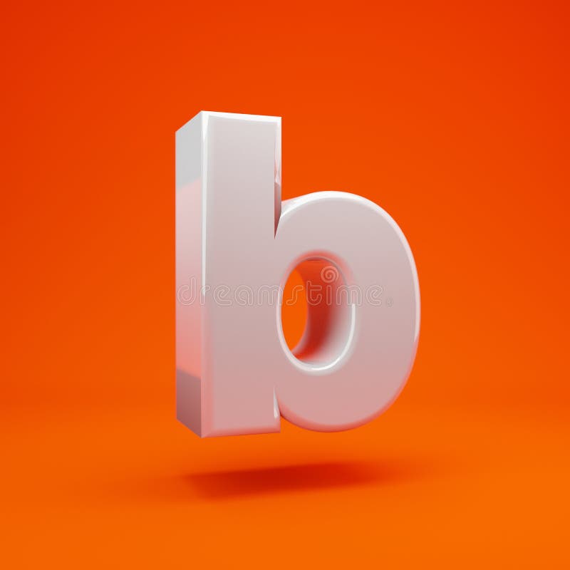 Whithe Glossy 3d Letter B Lowercase on Hot Orange Background Stock ...