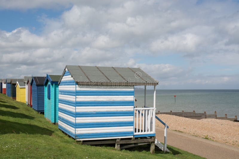 Whitstable beach huts stock image. Image of seaside, stripe - 40607959