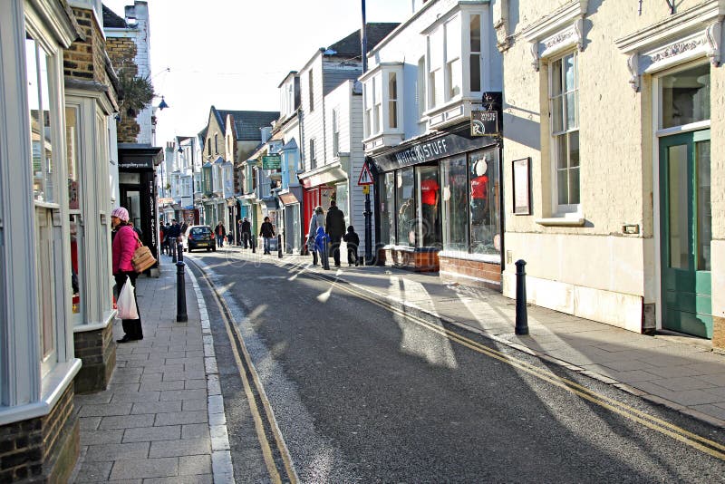 Whitstable Shopping Street Scene Editorial Stock Photo - Image of port ...