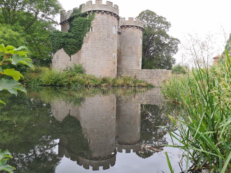 Whittington Castle Reflection on Water Stock Image - Image of plant ...