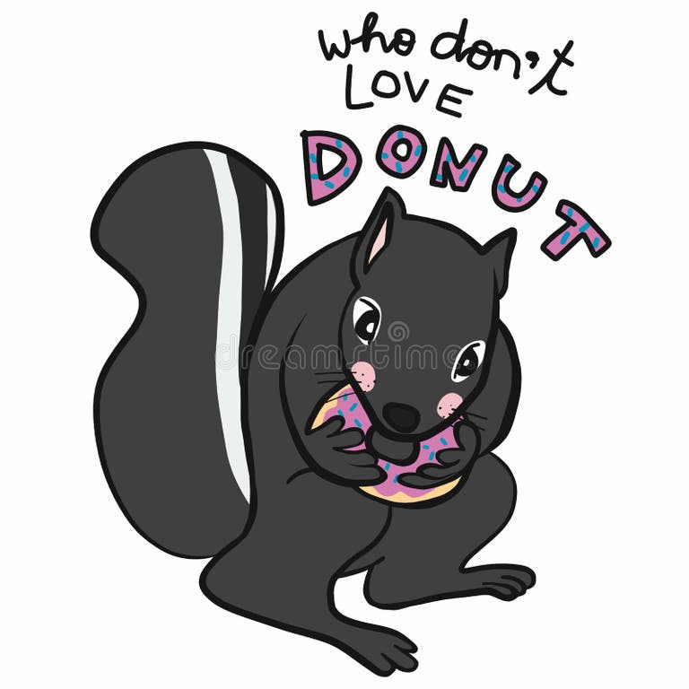 Squirrel Eating Donut, Who Don`t Love Donut Cartoon Illustration Stock ...
