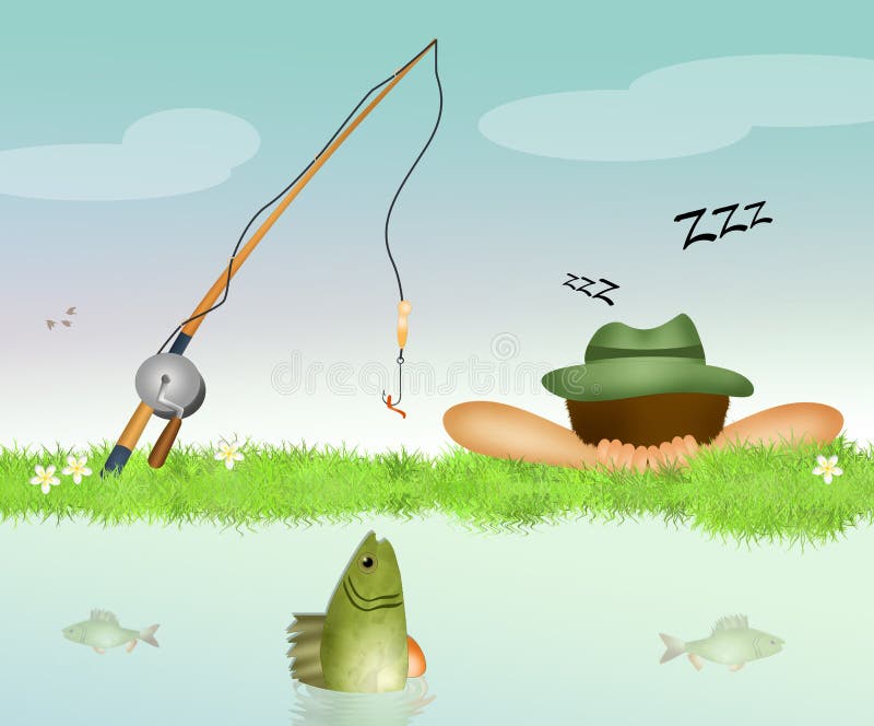 Who the Early Bird Catches the Fish Stock Illustration - Illustration ...