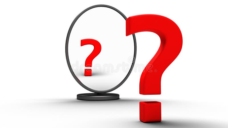 Who am I? Question Mark and a Mirror. 3D-rendering Stock Illustration ...