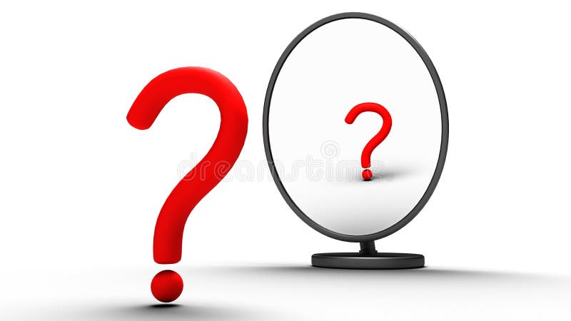 Who am I? Question Mark and a Mirror. 3D-rendering Stock Illustration ...