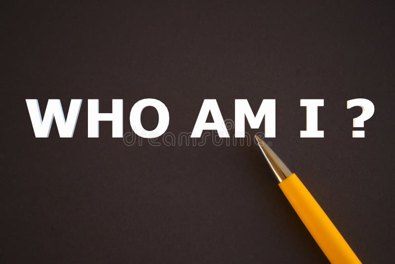 Who am I Text Written Over Dark Background Stock Photo - Image of board ...