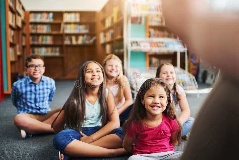 Who Knows the Answer. a Group of Young Children Having a Lesson at ...