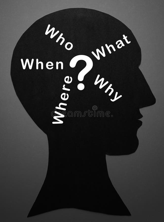 Who What Where when Why and Question Mark in Mind Stock Image - Image ...