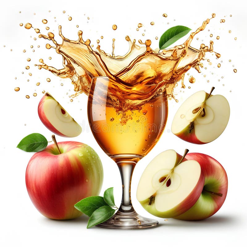 Whole Apple Falling into a Glass of Apple Juice Beautiful Splash Stock ...
