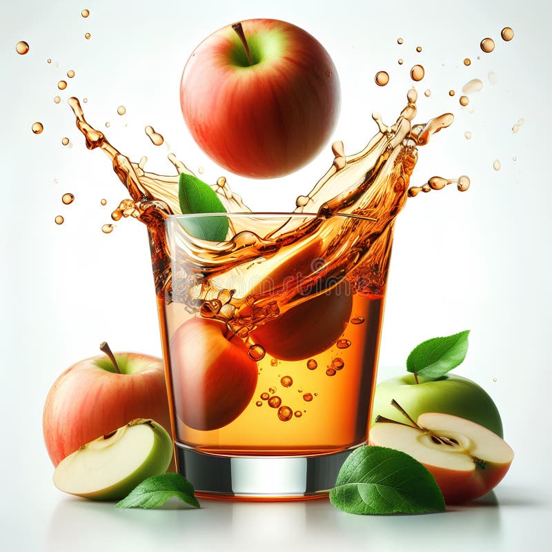 Whole Apple Falling into a Glass of Apple Juice Beautiful Splash Stock ...