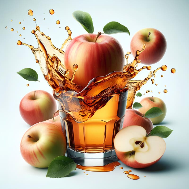 Whole Apple Falling into a Glass of Apple Juice Beautiful Splash Stock ...