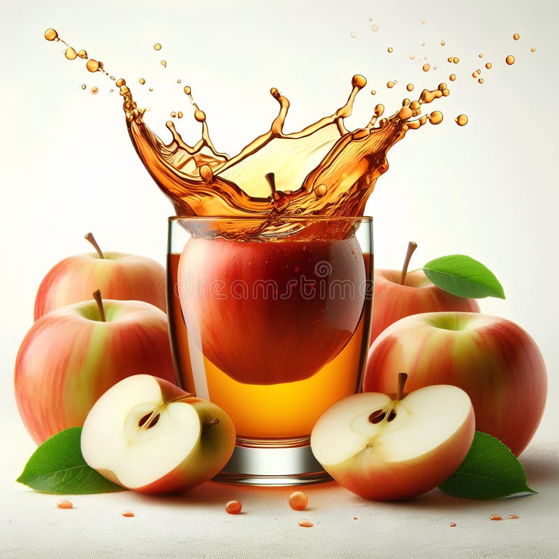 Whole Apple Falling into a Glass of Apple Juice Beautiful Splash Stock ...