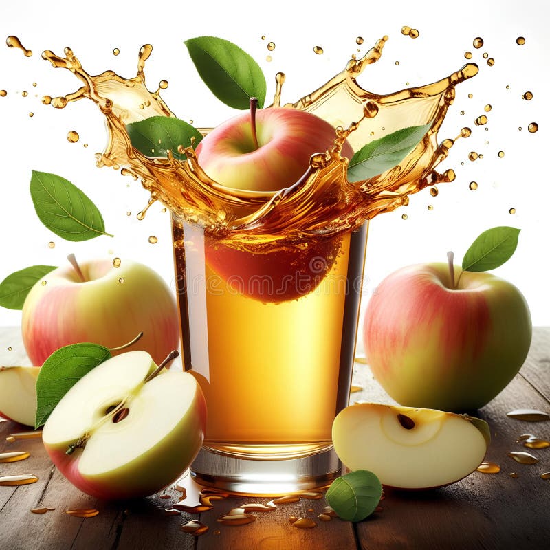 Whole Apple Falling into a Glass of Apple Juice Beautiful Splash Stock ...