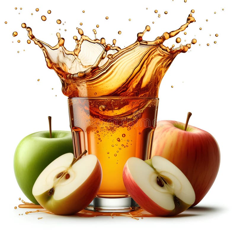 Whole Apple Falling into a Glass of Apple Juice Beautiful Splash Stock ...
