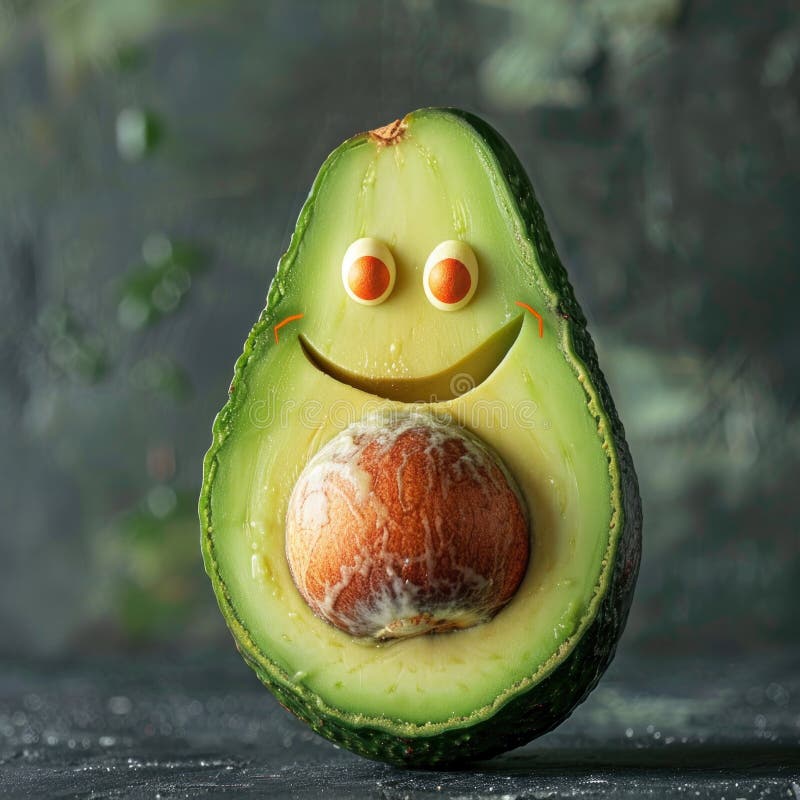 Whole Avocado with a Smiley Face Stock Photo - Image of face, pleasure ...