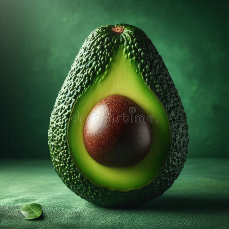 Whole Avocado on Vibrant Green Backdrop Stock Illustration ...