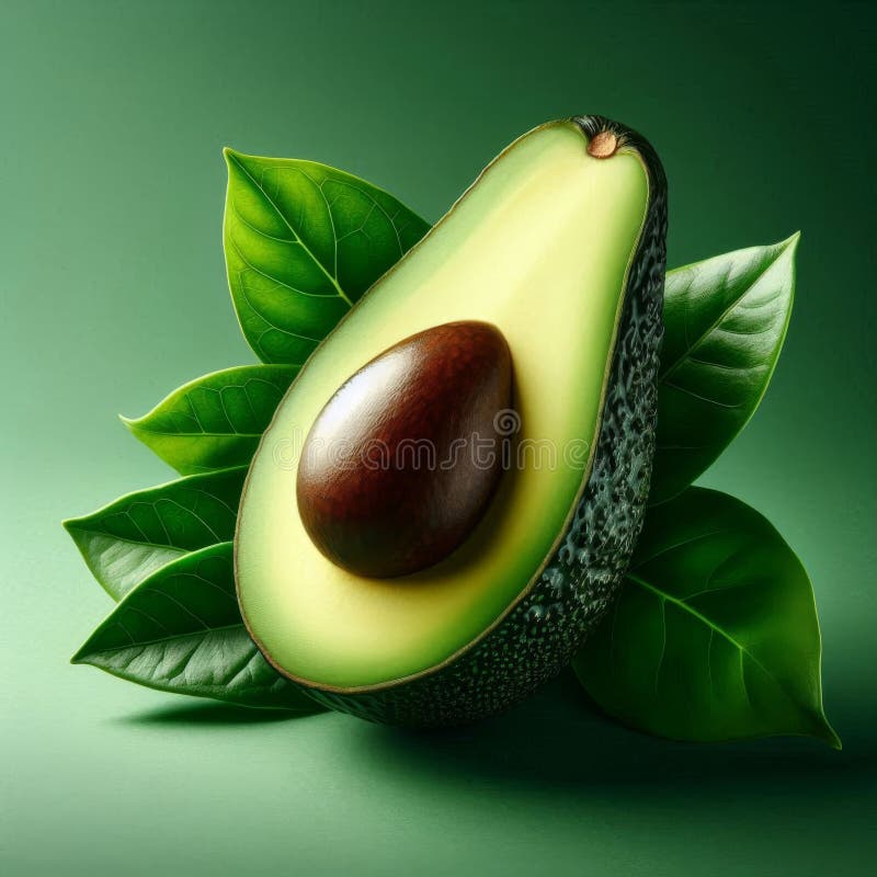 Whole Avocado on Vibrant Green Backdrop Stock Illustration ...