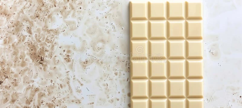 Whole Bar of White Chocolate on a Beige Background, Copy Space Stock ...