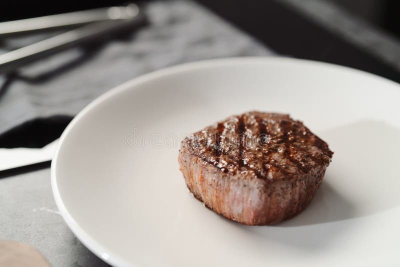 Whole Beef Steak on White Plate Stock Image - Image of steak, barbecue ...