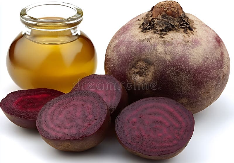 A Whole Beet and Sliced Beets with Oil in a Glass Jar Stock Image ...