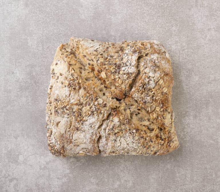 Whole Bread Over Concrete Background. Top View Stock Photo - Image of ...