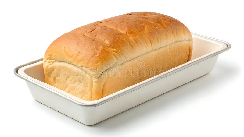Whole Bread in Silver Tray Isolated on White Background Stock ...
