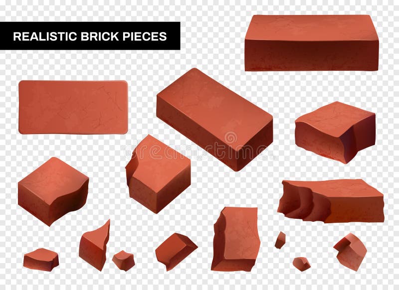Whole and Broken Bricks Transparent Set Stock Vector - Illustration of ...