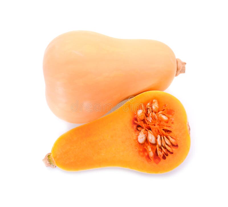 Whole Butternut Squash Isolated on White Background Stock Image - Image ...