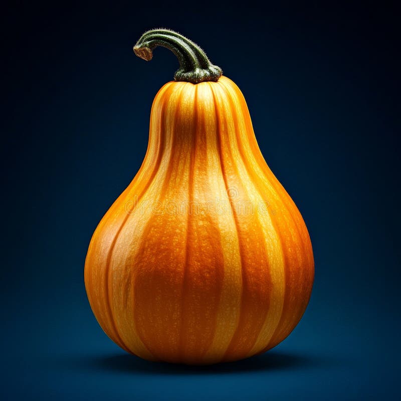 A Whole Butternut Squash with a Smooth Beige Surface, Placed on a Solid ...