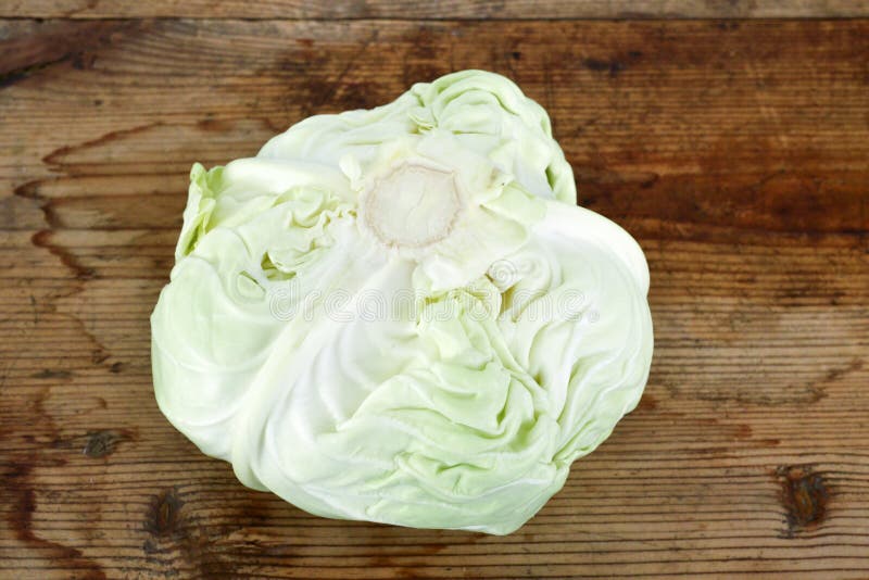 Whole Cabbage on Old Wood Background Image Stock Image - Image of ...