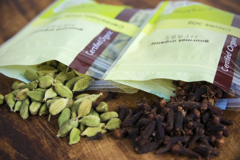 Whole Cardamon Cloves Open Packets Stock Image - Image of ingredients ...