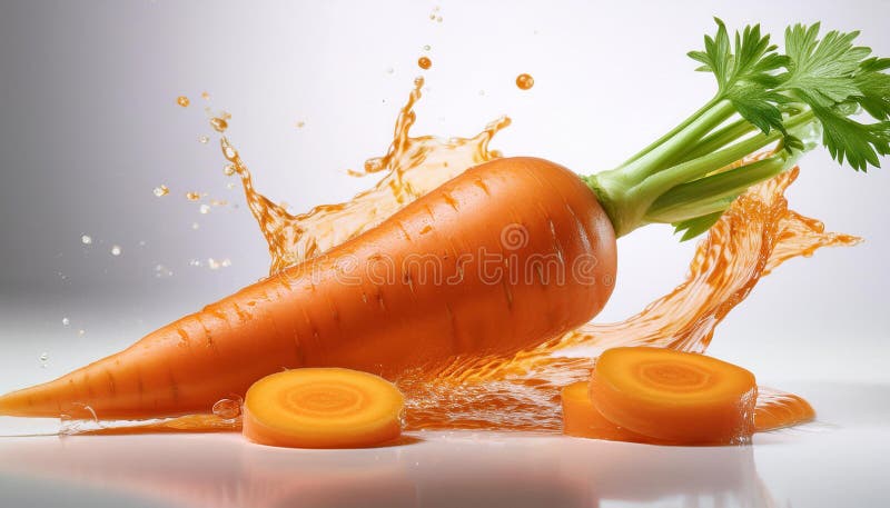 A Whole Carrot a Few Slices and a Splash of Carrot Juice Form a Dynamic ...