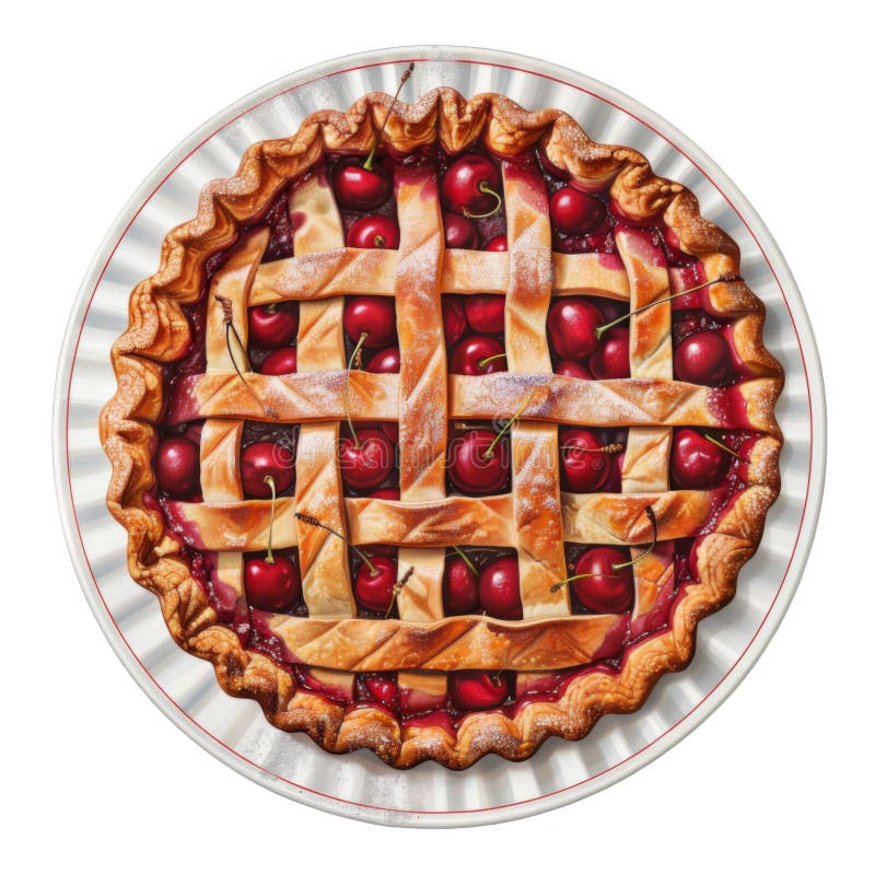 A Whole Cherry Pie with a Lattice Crust and Red Glaze Stock Image ...