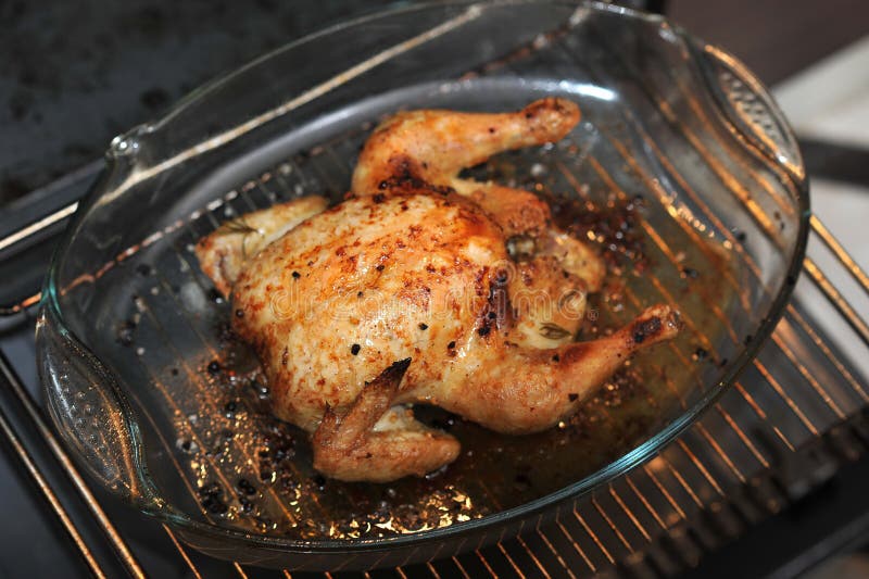 Whole Chicken in a Glass Dish Stock Image - Image of food, cuisine ...