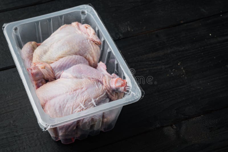 Whole chicken meat package with copy space for text, Whole raw chicken ...