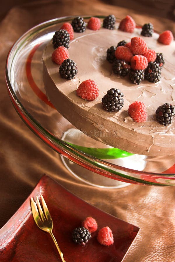 Whole chocolate cake stock image. Image of fruit, cakestand - 1798419