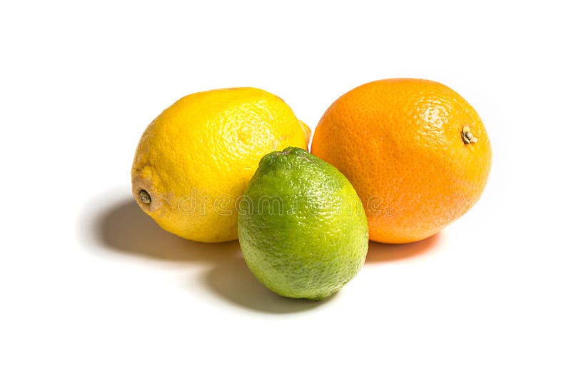 Cut Citruses of Different Colors Isolated on White. Sliced Lemon ...