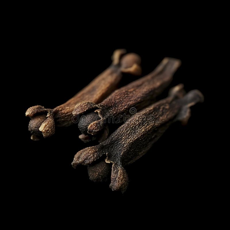 Whole Clove Spice Against Deep Black Background Sharp Aromatic Detail ...