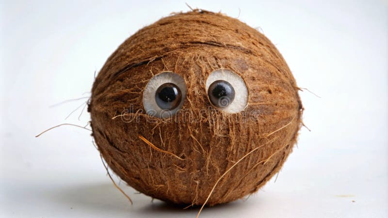 A Whole Coconut with Googly Eyes Stock Illustration - Illustration of ...
