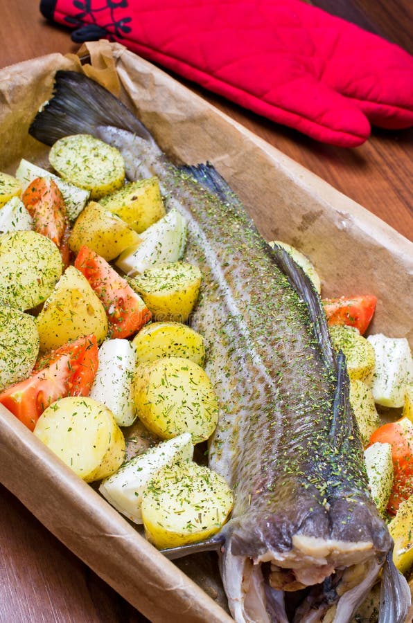 Whole cod with vegetables stock photo. Image of fresh - 53373080