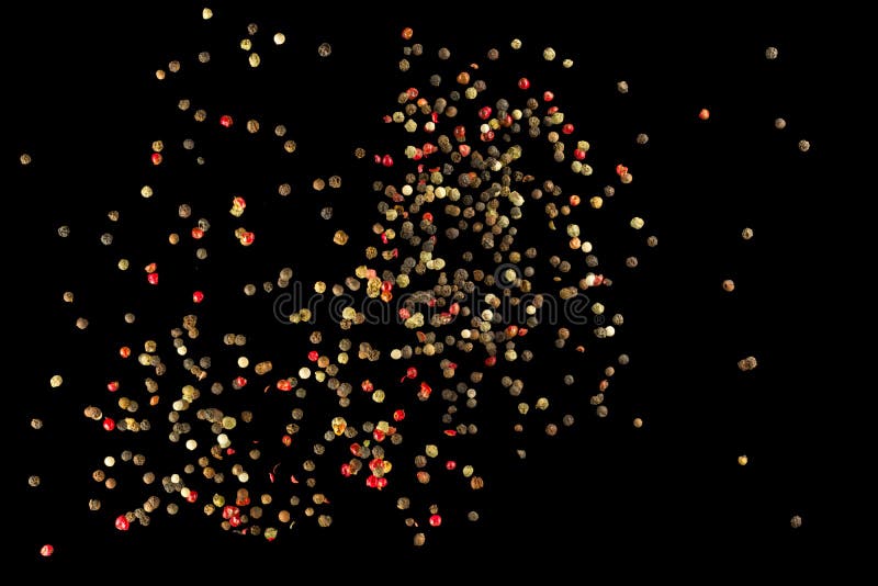 Whole Coloured Pepper Spice Flying in the Air Close Up. Zero Gravity ...