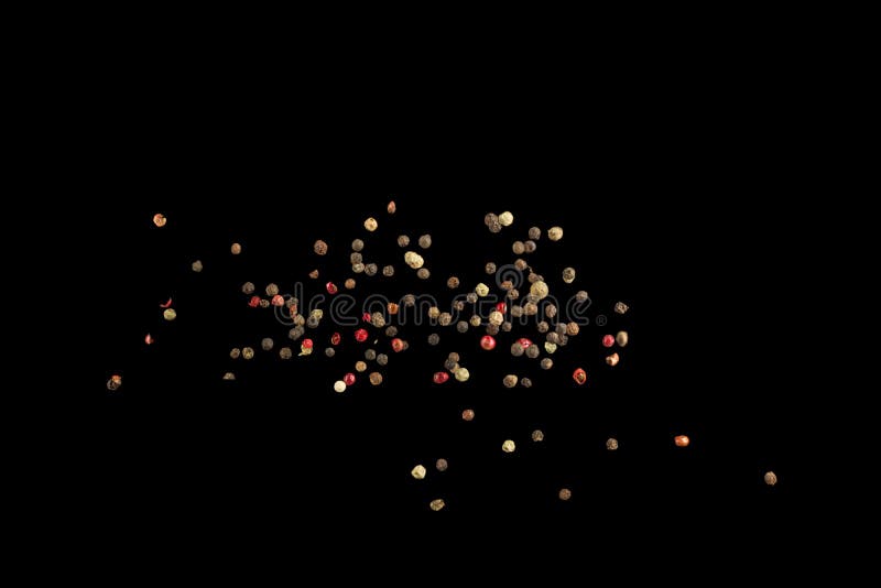 Whole Coloured Pepper Spice Flying in the Air Close Up. Zero Gravity ...