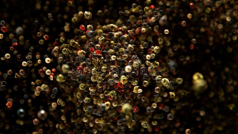 Whole Coloured Pepper Spice Flying in the Air Stock Photo - Image of ...