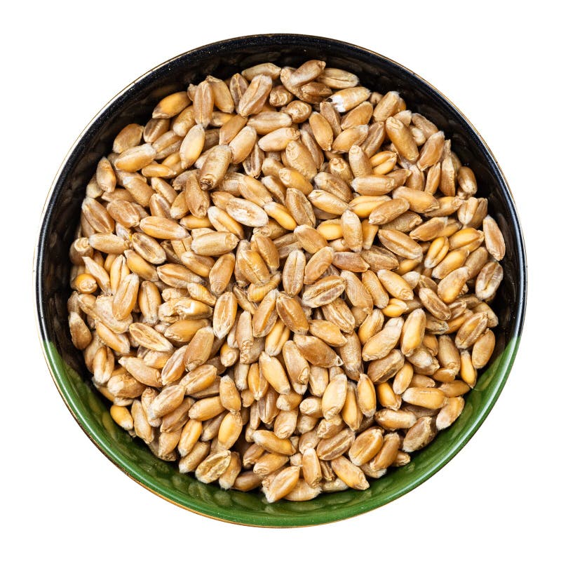 Whole Common Wheat Grains In Round Bowl Isolated Stock Photo - Image of ...