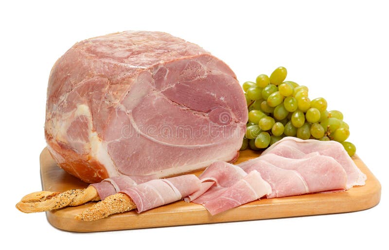 Whole Cooked Ham with Slices Stock Photo - Image of board, meat: 120096782